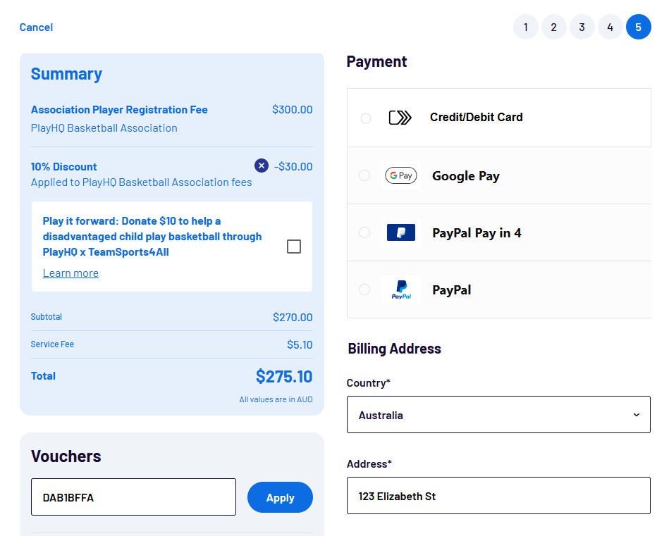 Using voucher codes at registration – PlayHQ