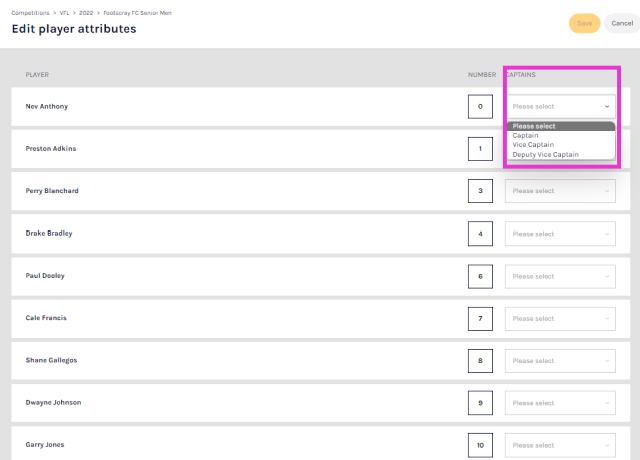 Captain Management – PlayHQ