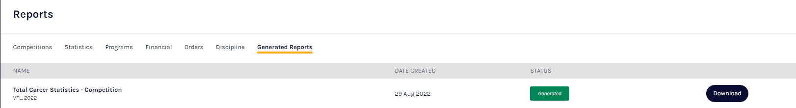 Generate a Total Career Statistics Report – PlayHQ